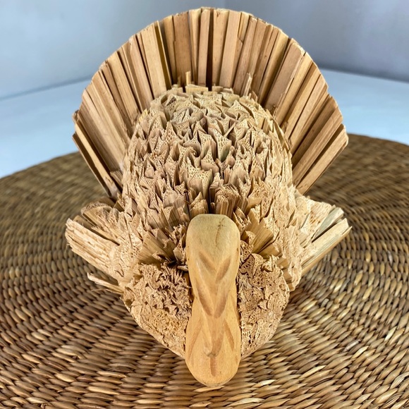 Holiday | Vintage Rattan Turkey Farmhouse Decor Bird Folk Art Carved ...